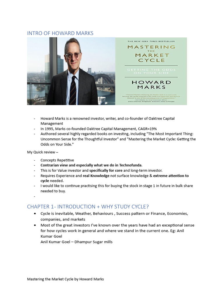 Mastering Market Cycles by Howard Marks | PDF | Recession | Business Cycle