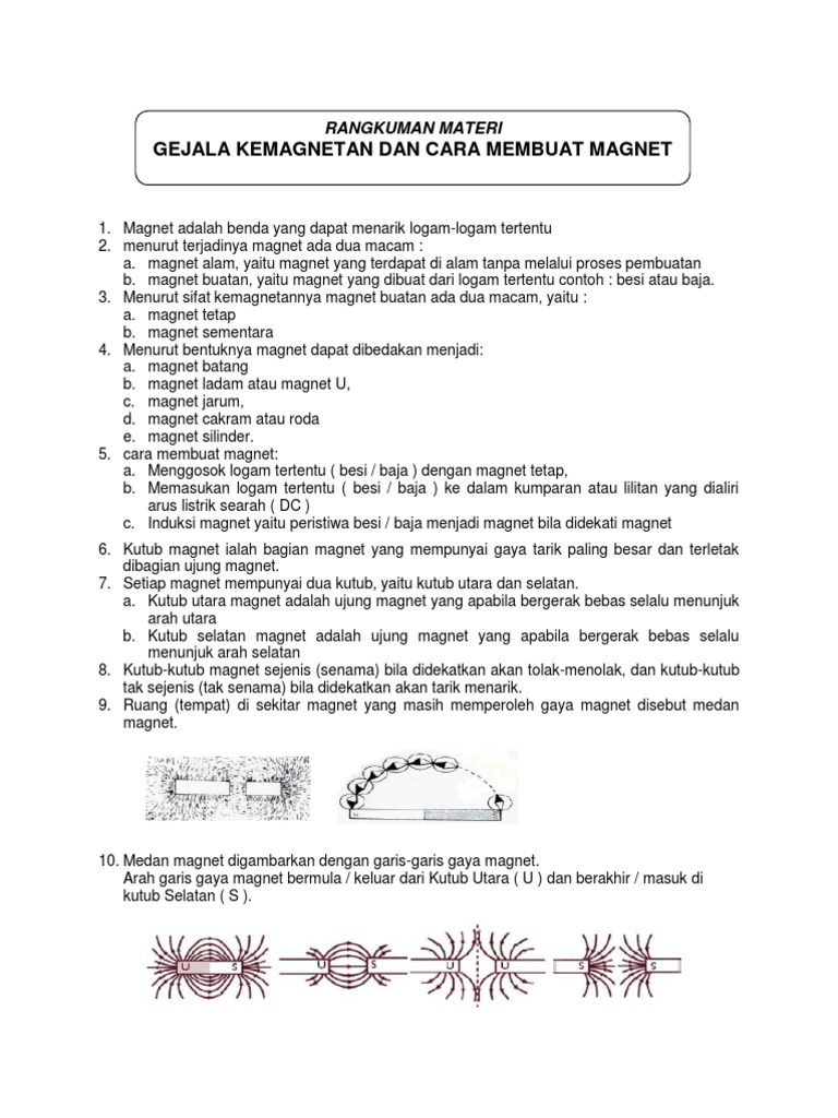 Rangkuman Materi IPA Kelas IX-SMT2 Gejala Kemagnetan Dan Cara Membuat Magnet | PDF