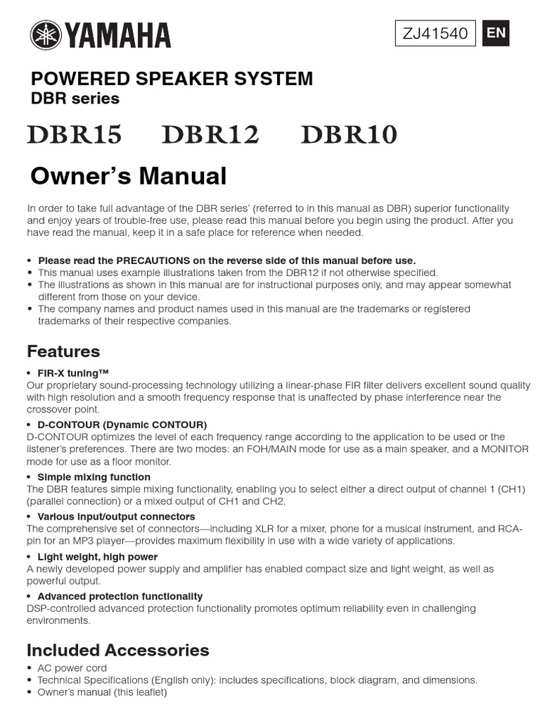 DBR Series Powered Speaker Manual | PDF | Loudspeaker | Microphone