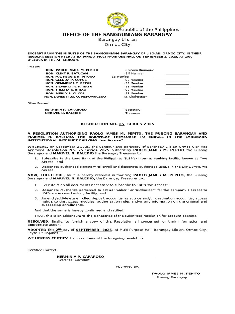 Resolution for Internet Banking Access | PDF