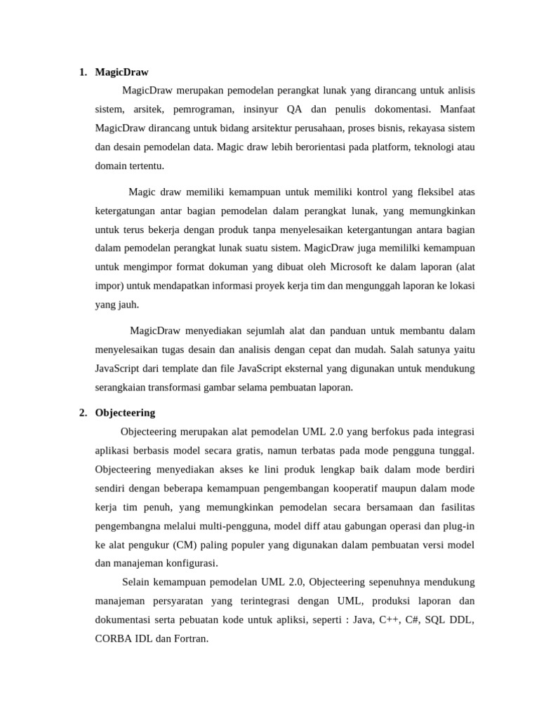 Perbandingan MagicDraw dan Objecteering | PDF