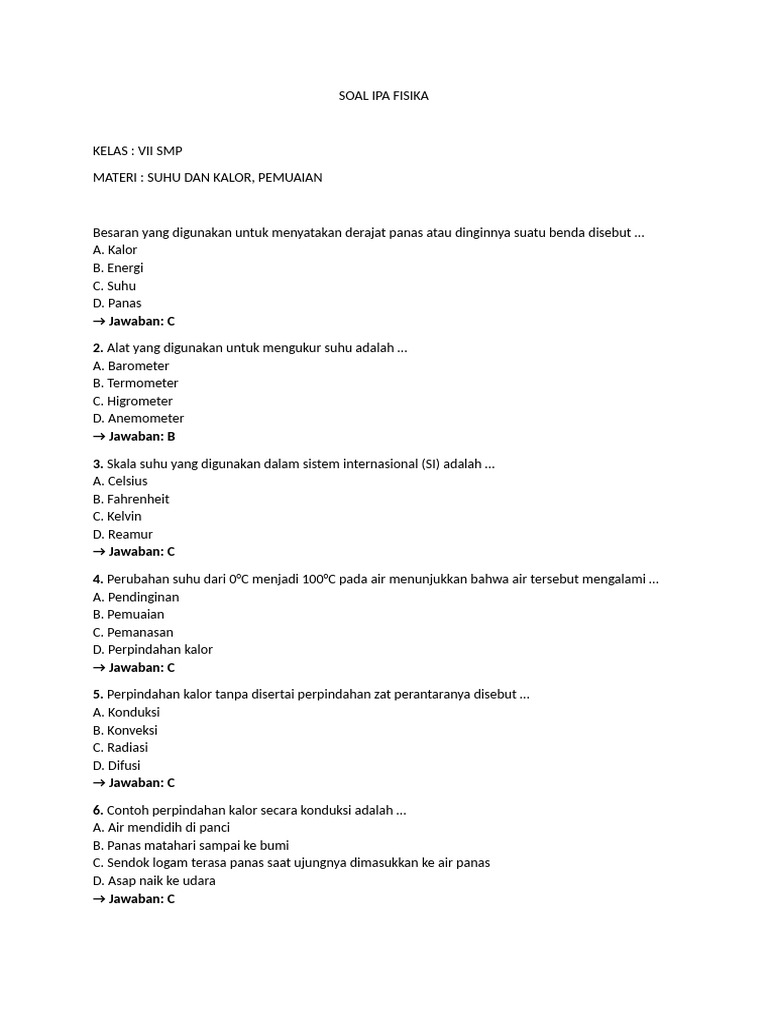 KUMPULAN SOAL IPA FISIKA | PDF