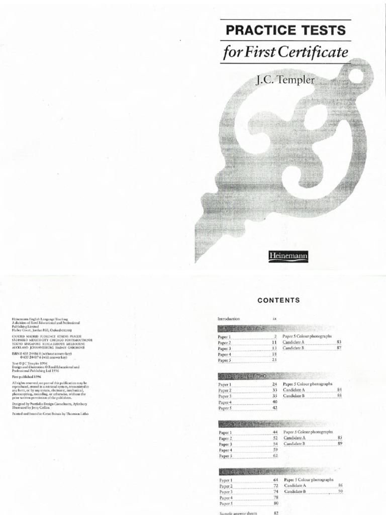 Practice Test For First Certificate | PDF