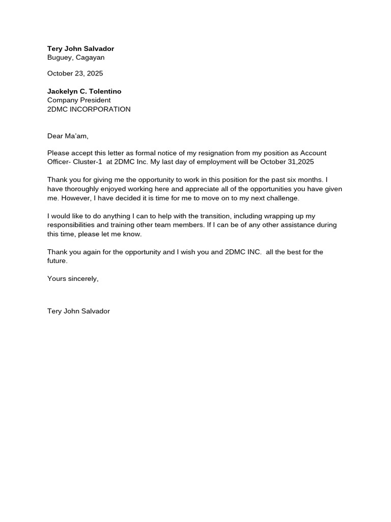 JobStreet Free Resignation Letter Template (1) | PDF