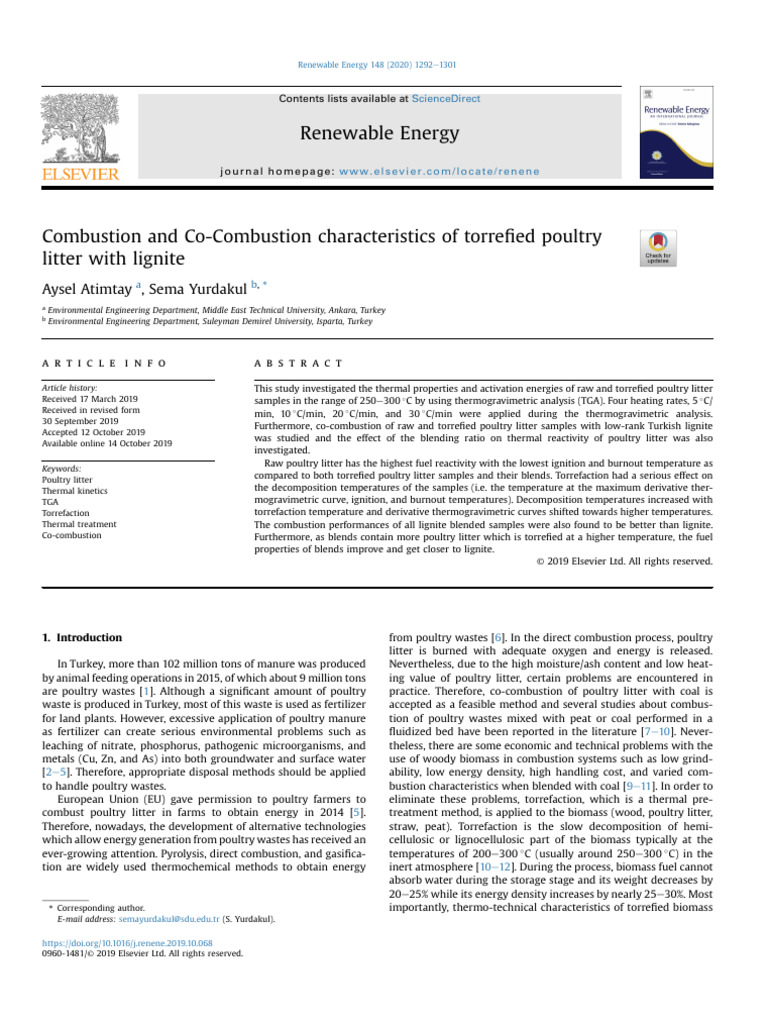 Combustion of Torrefied Poultry Litter | PDF | Thermogravimetric ...