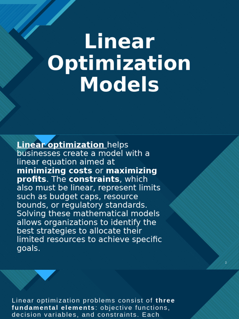 4 Linear Optimization Models | PDF | Mathematical Optimization | Linear Programming