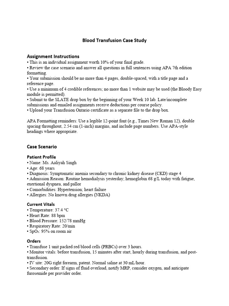 Blood Transfusion Case Study Analysis | PDF | Blood Transfusion | Blood