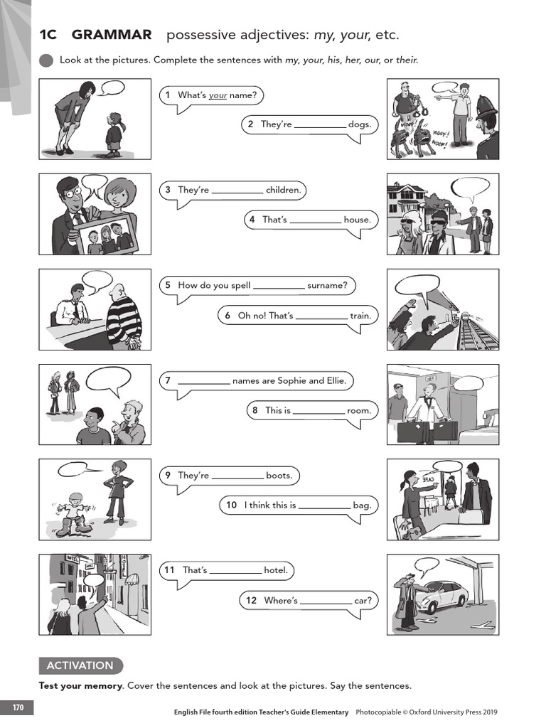Possessive Adjectives Practice Exercise | PDF