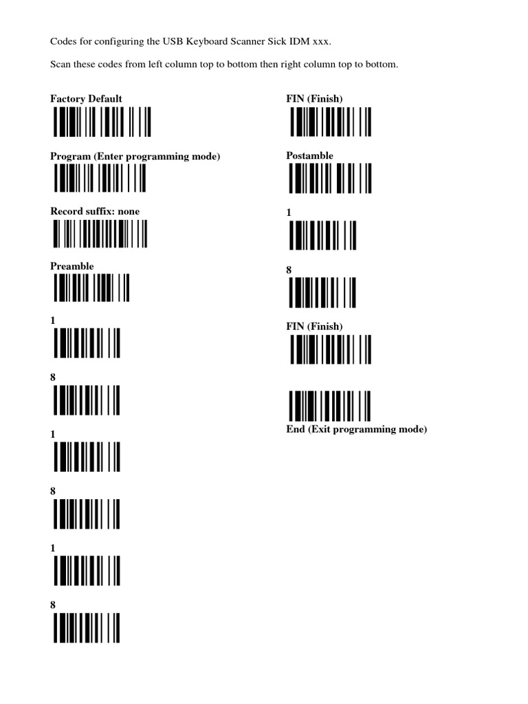 Escaner Macro Usb Configuring USB Keyboard Scanner Sick IDM | PDF