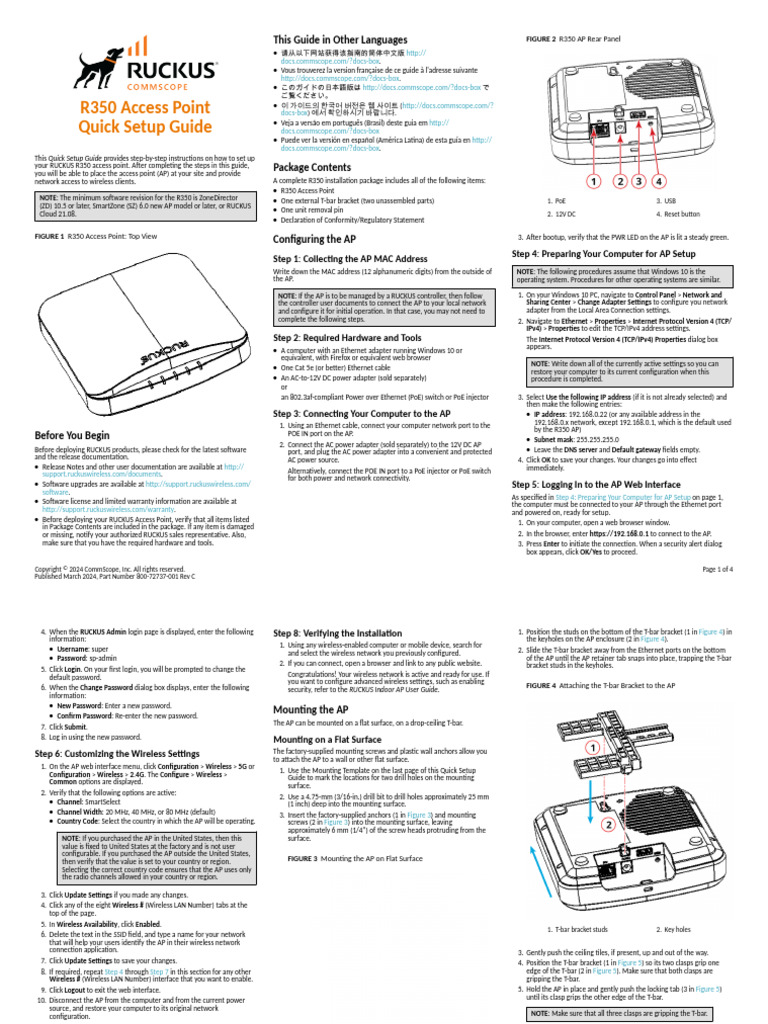 R350_QSG_800-72737-001-RevC_20240326 | PDF | Computer Network | Port (Computer Networking)