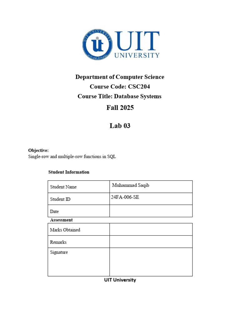 LAB 3 (24FA-006-SE) 1 | PDF | Table (Database) | Letter Case