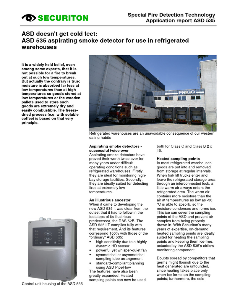 ASD 535: Fire Detection in Cold Warehouses | PDF | Refrigeration ...