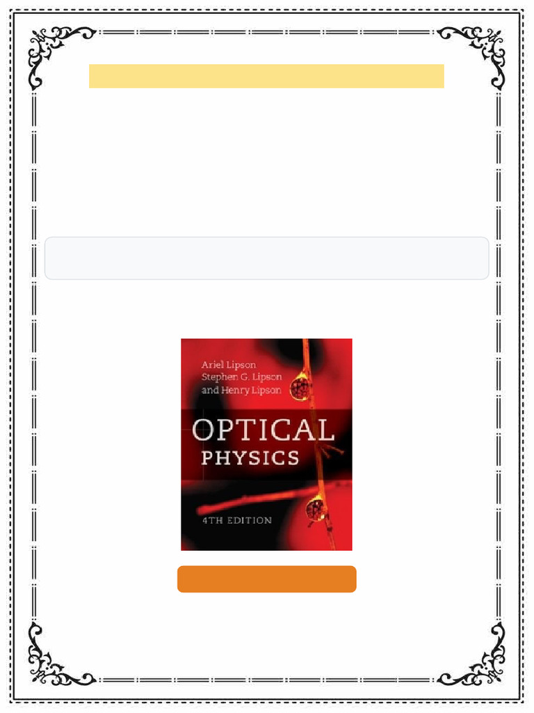 Optical Physics 4ed Edition Lipson A. Digital Version 2025 | PDF ...
