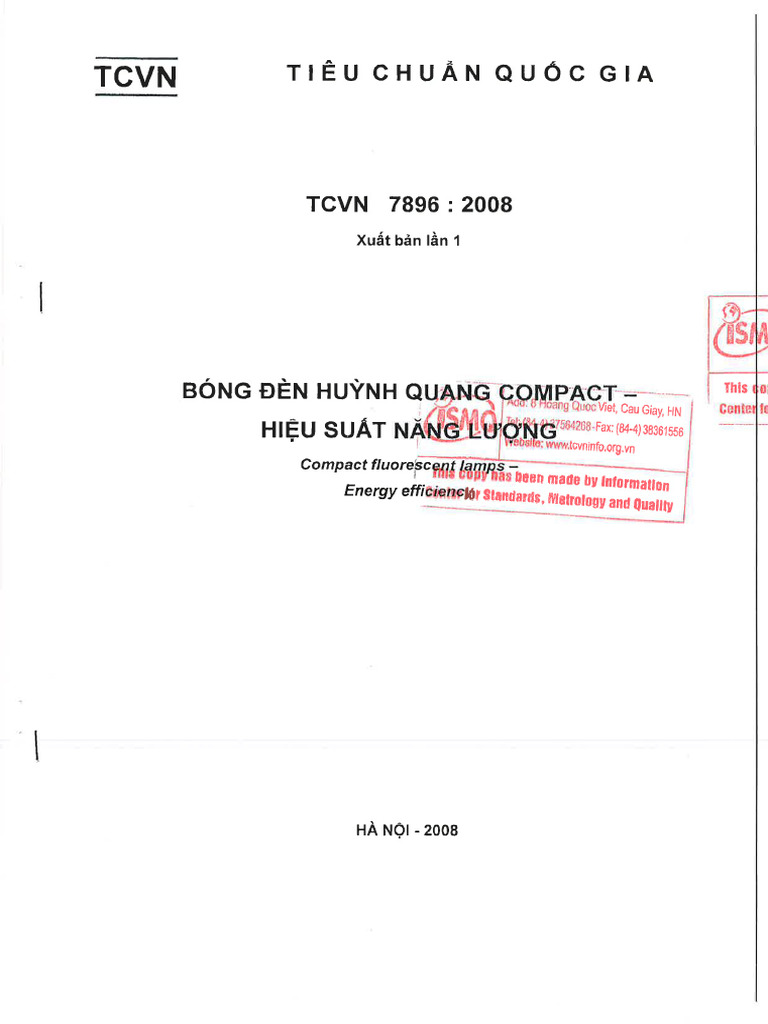 TCVN 7896 - 2008 Bóng Đèn Huỳnh Quang Compact | PDF