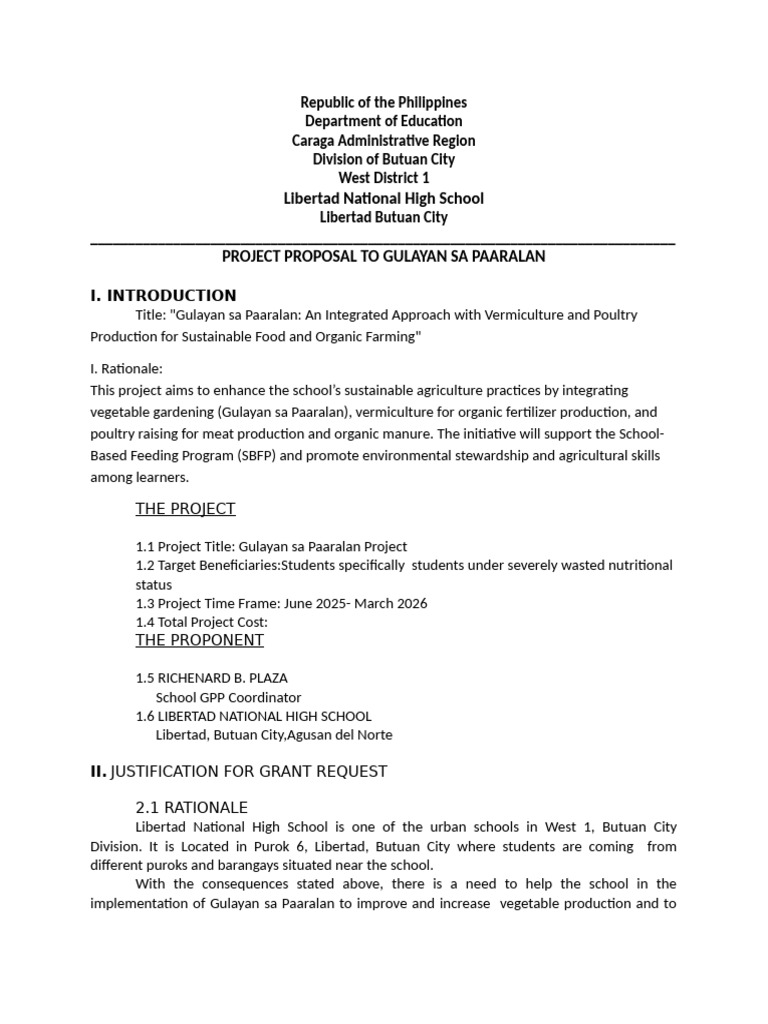 Gulayan sa Paaralan Project Proposal | PDF | Manure | Compost