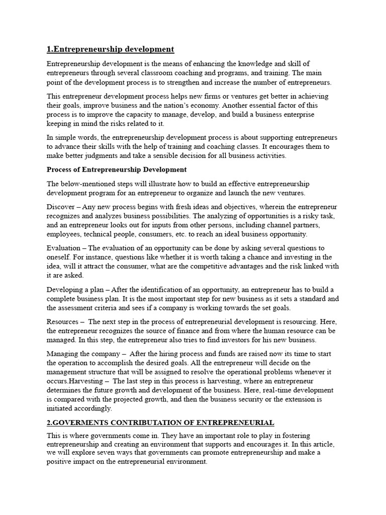Entrepreneurship Development Guide | PDF | Entrepreneurship | Economies