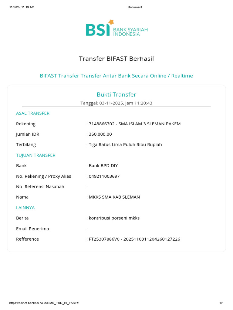 Kontribusi Porseni Mkks Sma Islam 3 Pakem | PDF