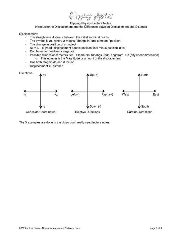 02-01 Lecture Notes Compilation - Displacement Speed and Velocity | PDF ...