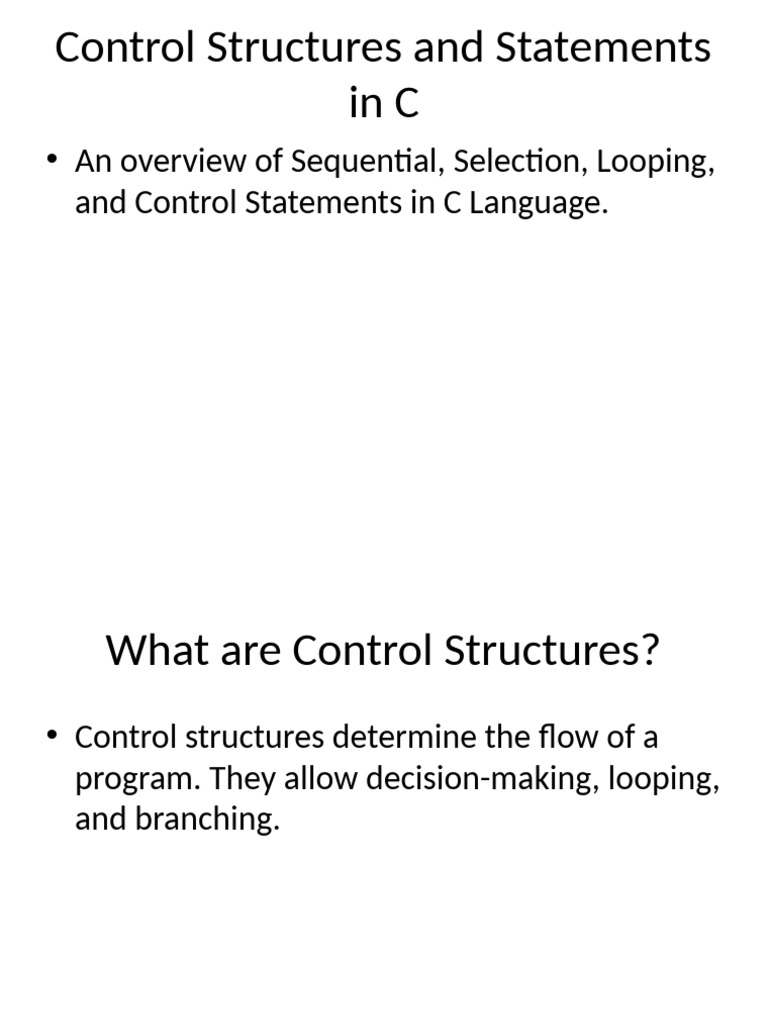 Control Structures and Statements in C | PDF