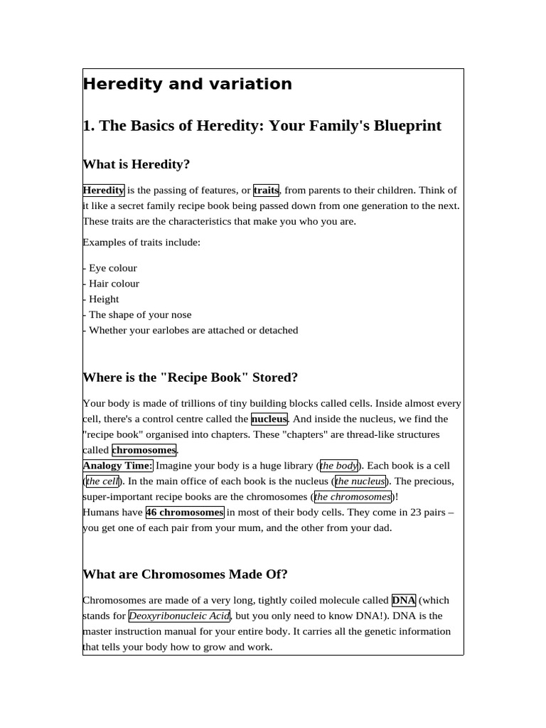 15 Heredity and Variation | PDF | Dna | Chromosome