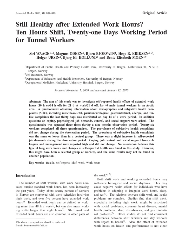 Health Effects of Extended Work Hours | PDF | Shift Work | Diseases And ...