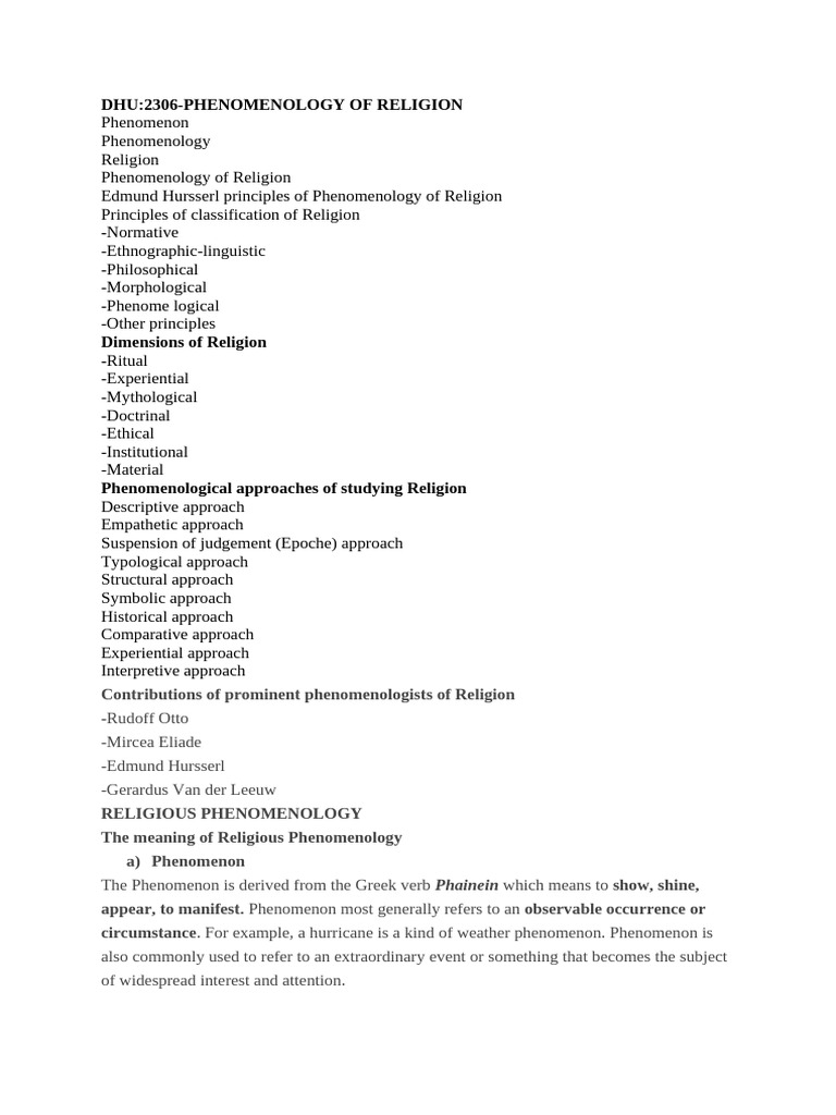 Religious Phenomenology Studies (1) (1) | PDF | Phenomenology ...