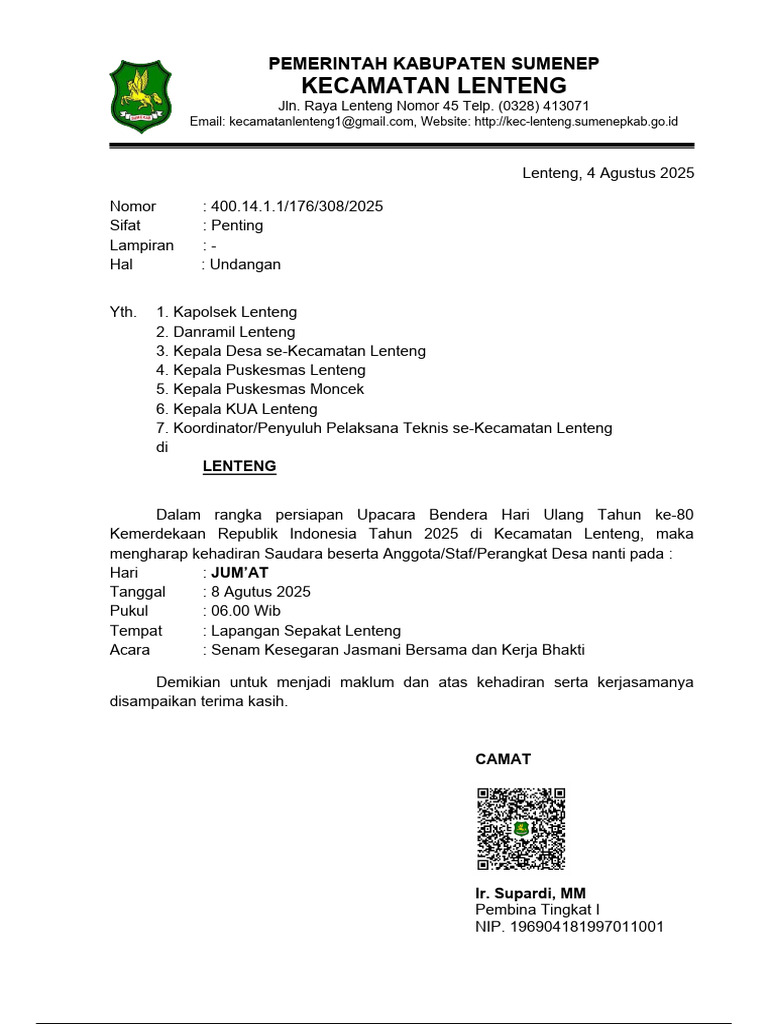 Undangan Senam Bersama Dan Kerja Bhakti | PDF