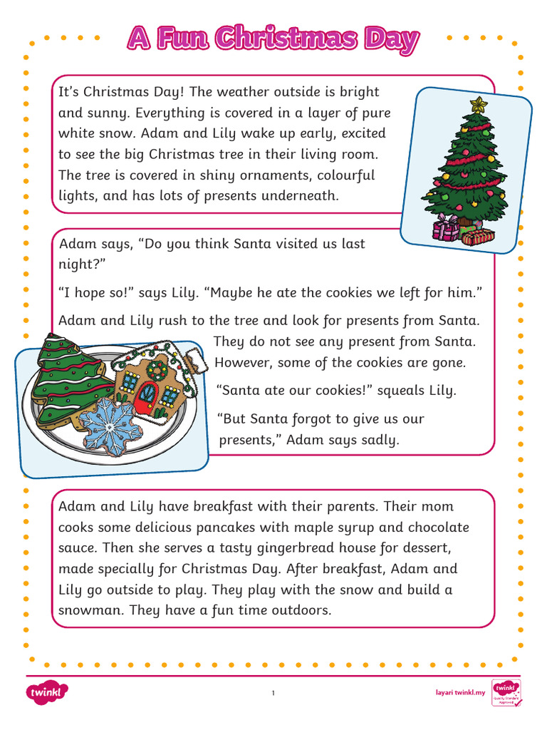 My Bi 1727943310 a Fun Christmas Day Reading Comprehension Ver 1 | PDF ...