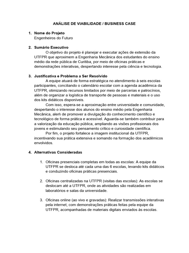 Análise de Viabilidade - R00 | PDF | Internet | Science