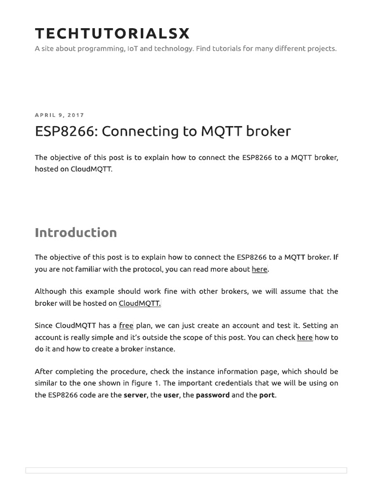 ESP8266 - Connecting to MQTT broker | PDF