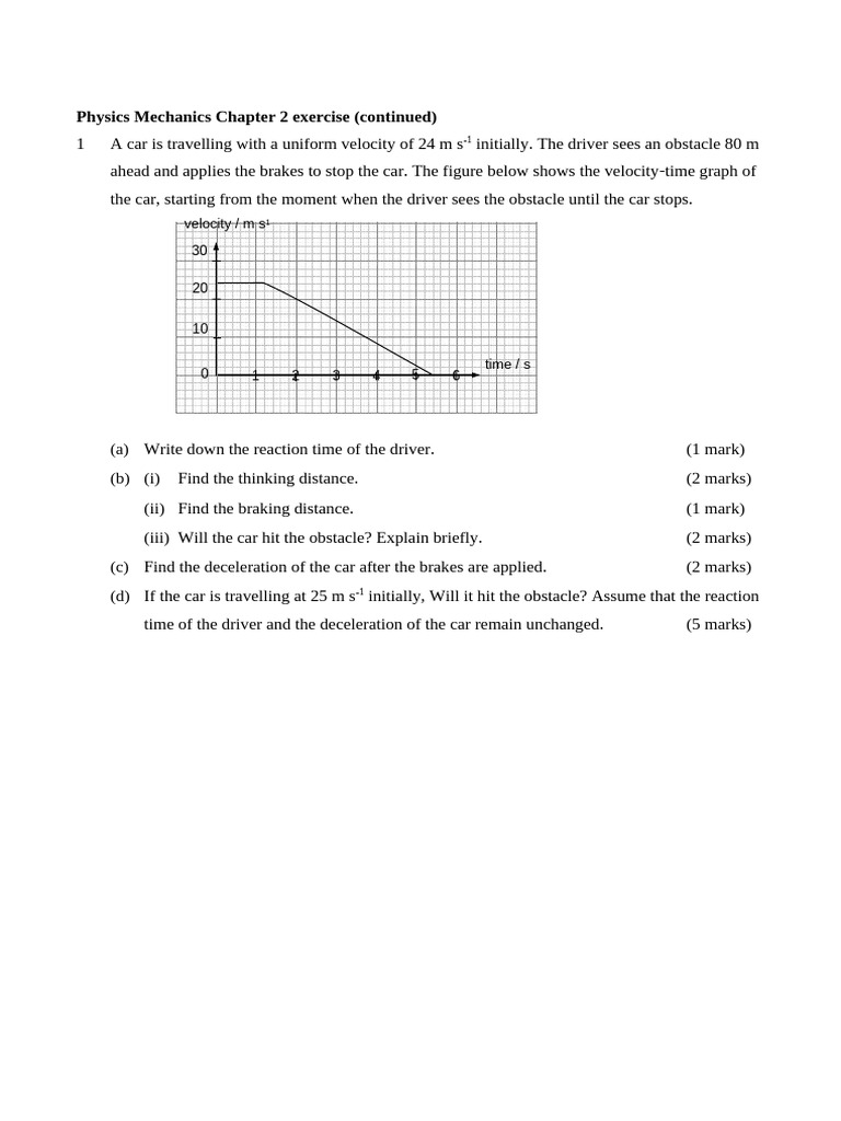 Physics Mechanics Chapter 2 Exercise (Continued) | PDF