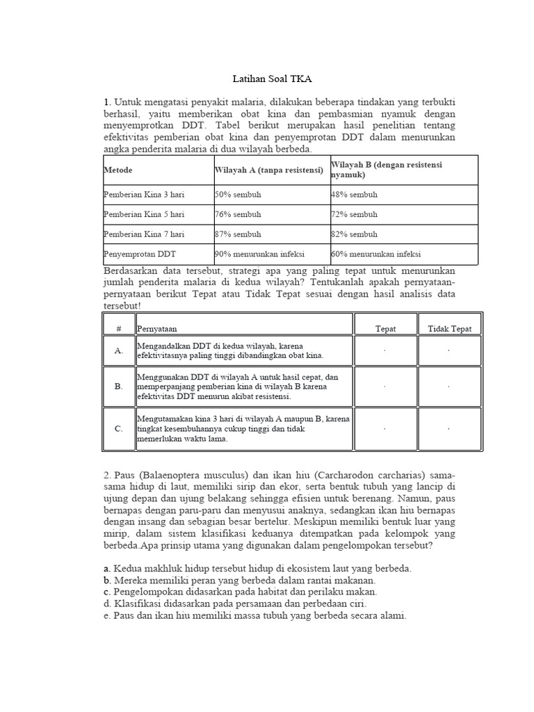 Latihan Soal TKA | PDF