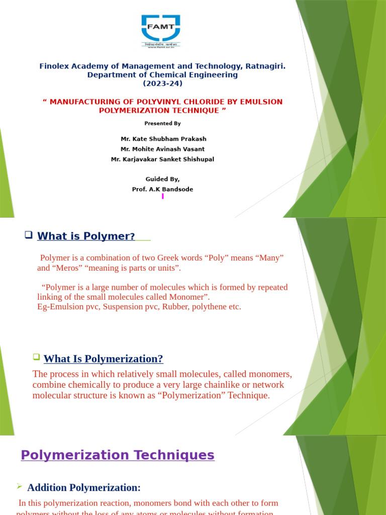 Avinash Epvc 2024 | PDF | Polymerization | Physical Chemistry