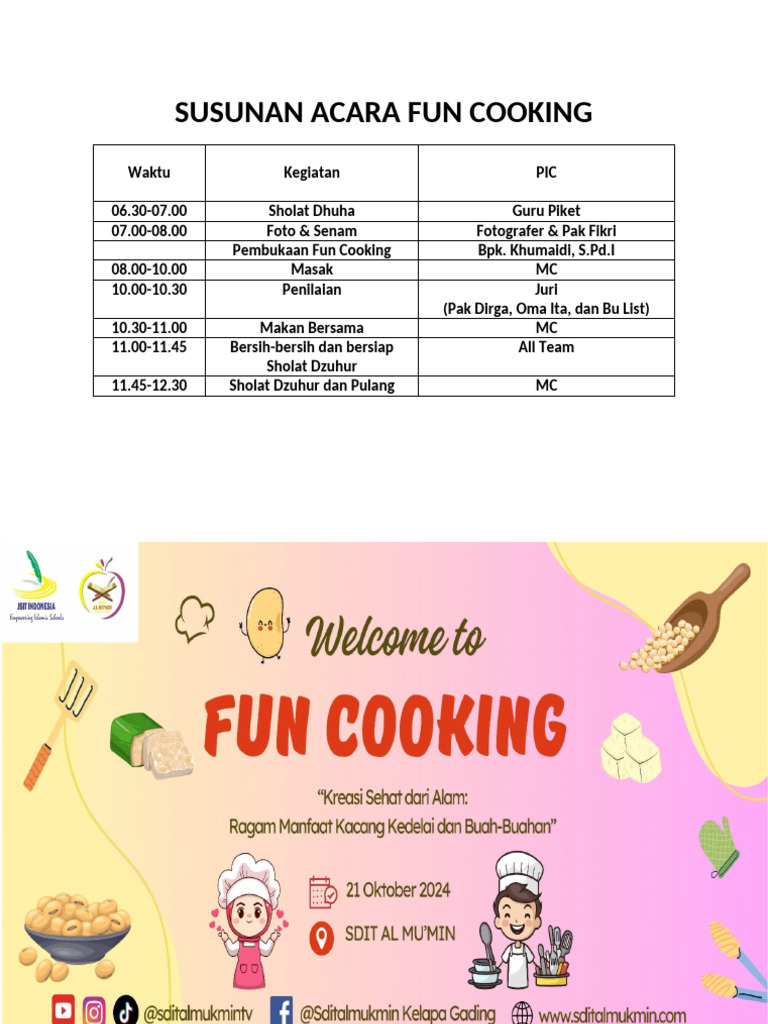 Susunan Acara Fun Cooking 2023 | PDF