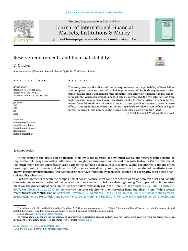 Reserve Requirements and Fin 2021 Journal of International Financial ...
