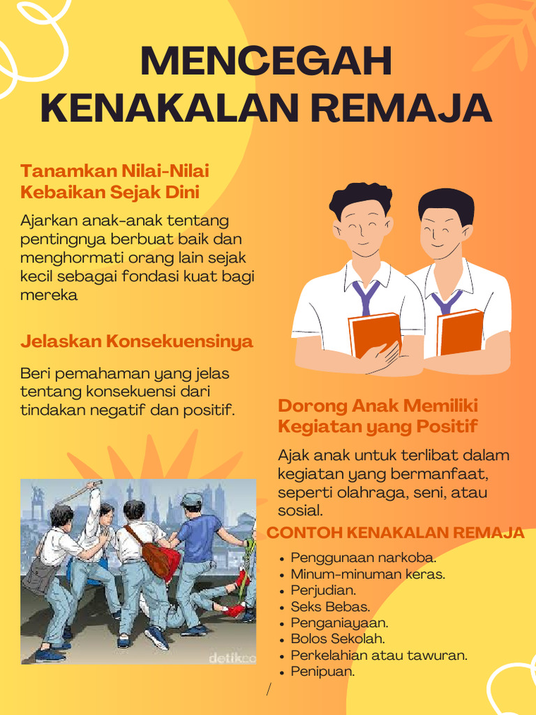 Krem Dan Oren Ilustrasi Tips Mencegah Kenakalan Remaja Poster | PDF