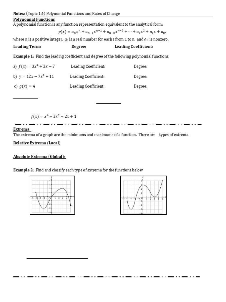 Notes Topic 1.4 Polynomial Functions and Rates of Change AP PC ...