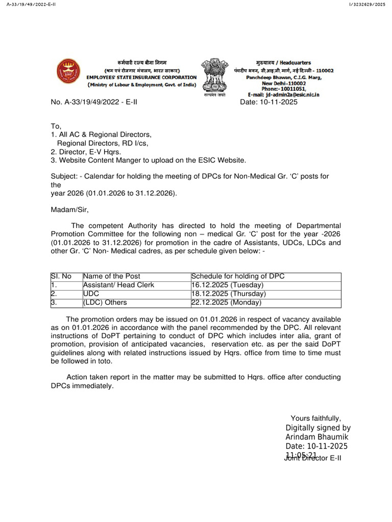 DPC (Calendar) for the Year 2026. | PDF