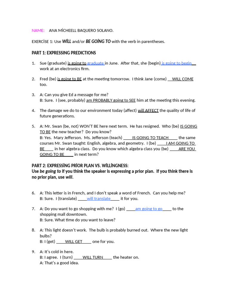 Future and Present Perfect (Ana Baquero) | PDF | Verb | Grammatical Tense