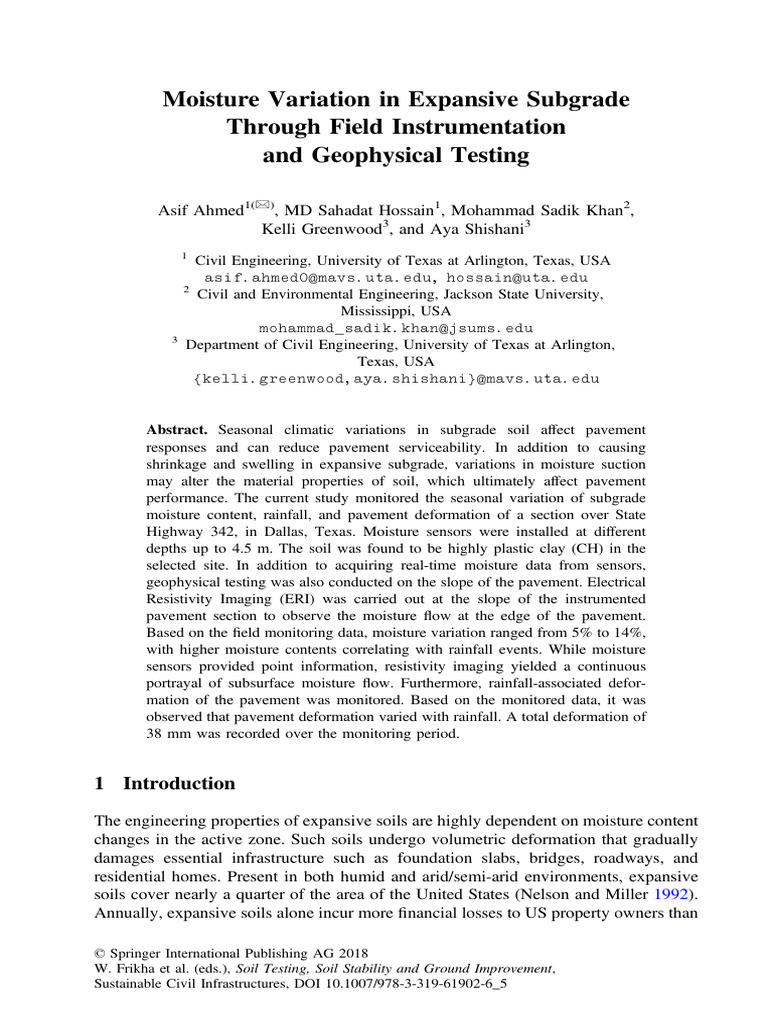 Moisture Variation in Expansive Subgrade | PDF | Road Surface | Soil