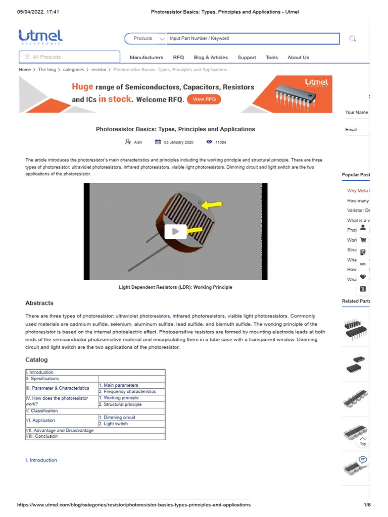 Photoresistor Basics_ Types, Principles and Applications - Utmel | PDF | Resistor | Electrical ...