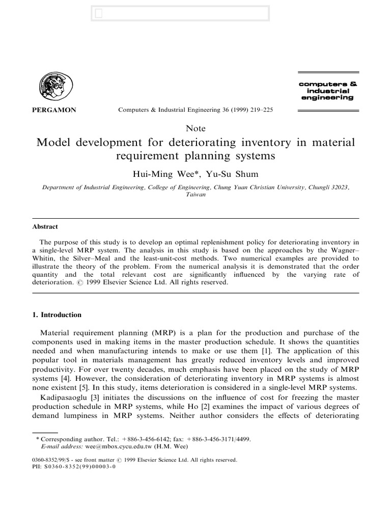 Deteriorating Inventory in MRP-CAIE | PDF | Applied Mathematics