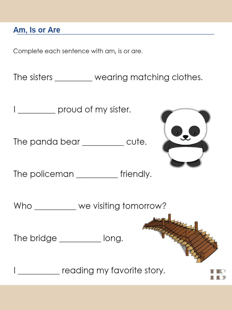 Fill in the Blanks: Am, Is, Are | PDF