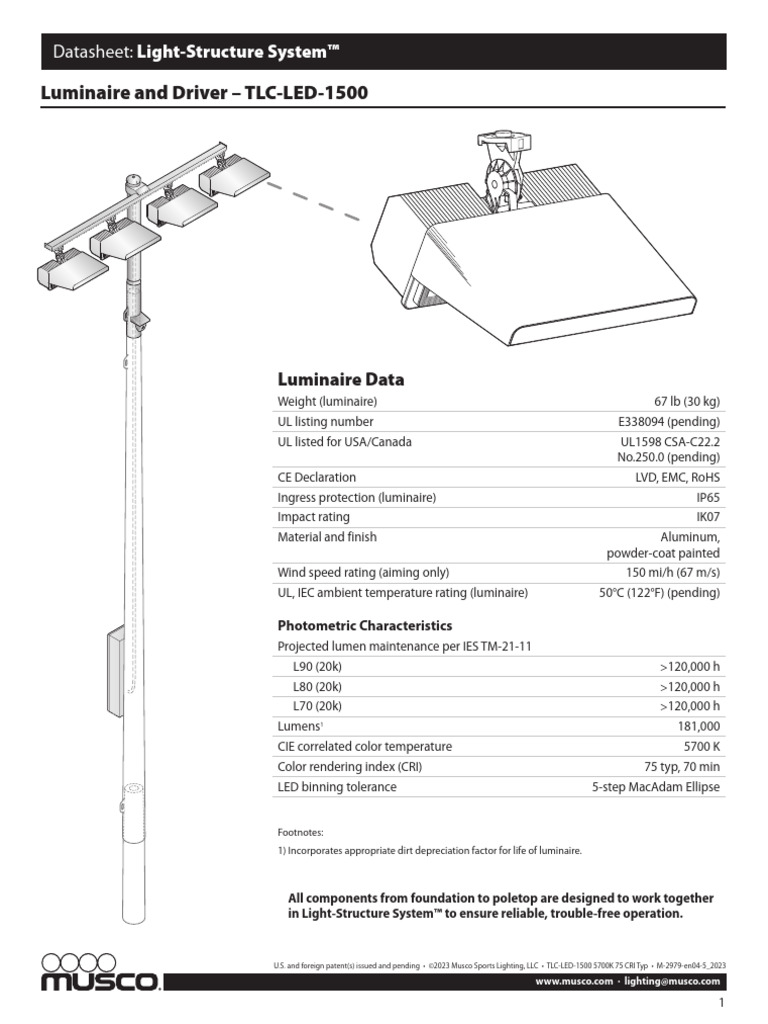 TLC-LED-1500 Luminaire & Driver Specs | PDF | Light | Electrical ...