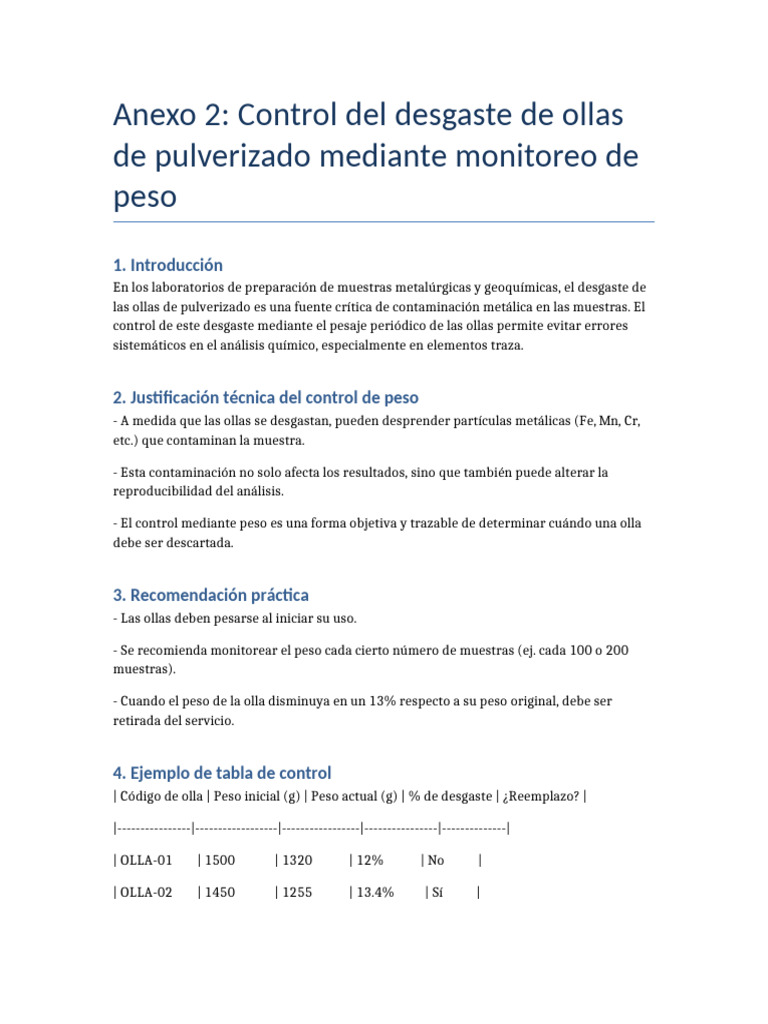 Control de Desgaste en Ollas de Pulverizado | PDF