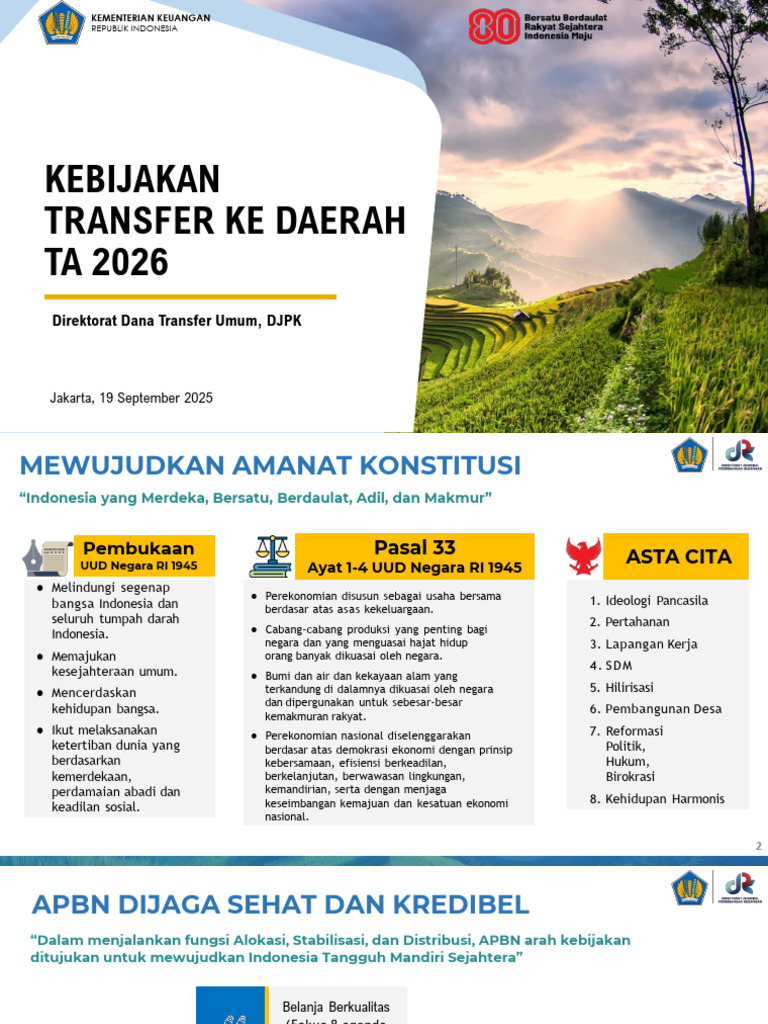 Kebijakan Transfer Daerah TA 2026 | PDF