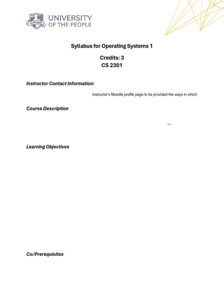 CS 2301 Syllabus Final v.02 | PDF | System | Process (Computing)