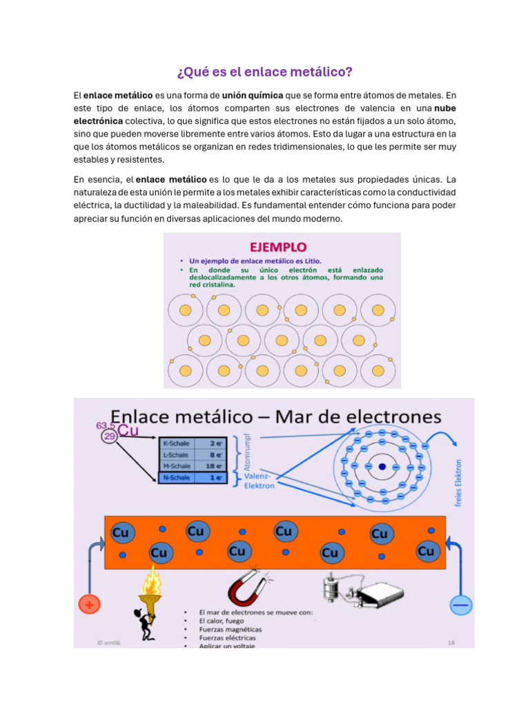 Enlace Metálico: Propiedades y Aplicaciones | PDF | Rieles | Enlace químico