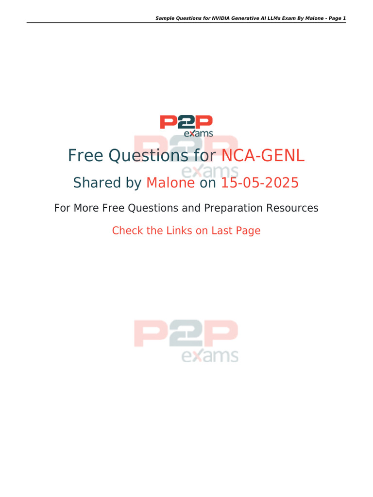 Sample Questions for Nvidia Generative Ai Llms Exam by Malone | PDF | Graphics Processing Unit ...