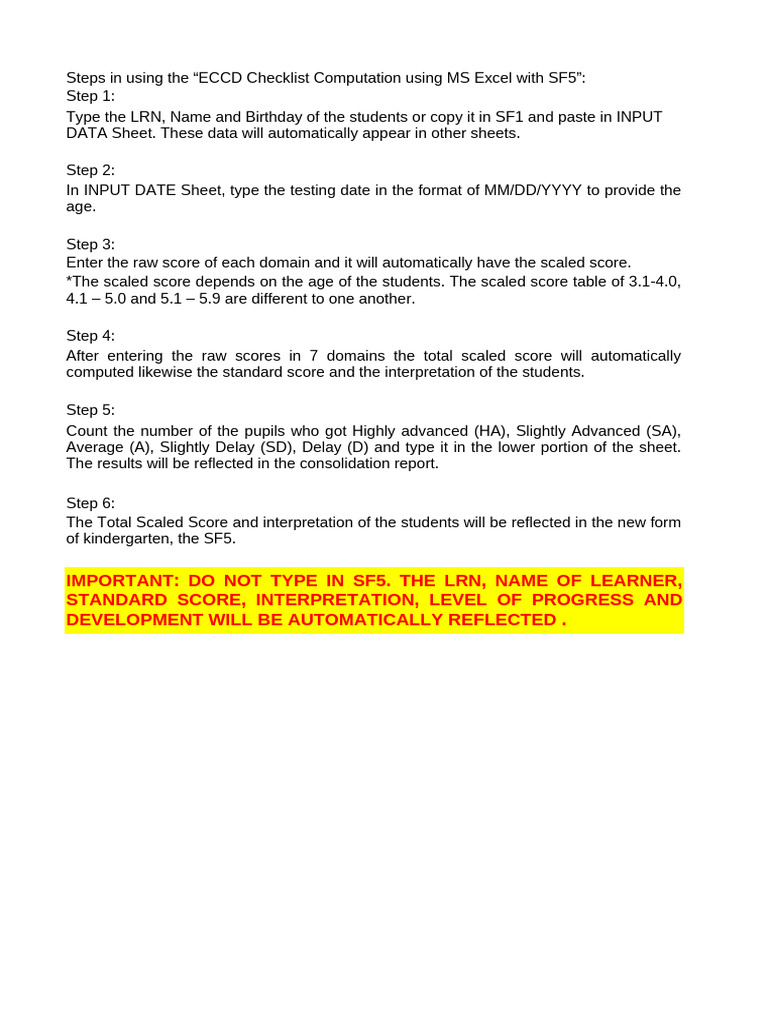 CANHUMAWID-ES-ECCD-Checklist-Report-with-SF5-KCEP-2025 | PDF | Cognitive Science | Learning